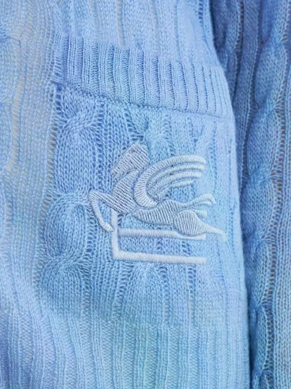 Etro Pegaso-motif Cable-knit Cardigan