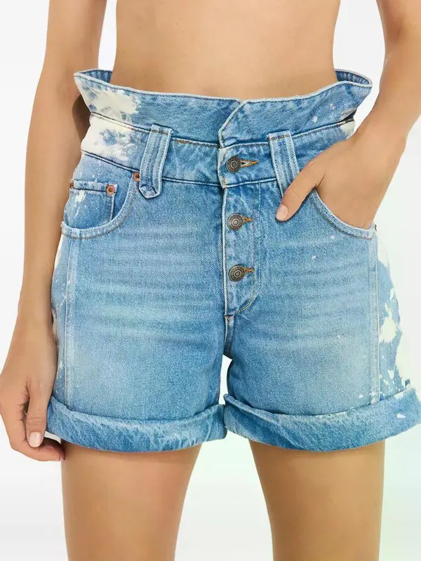 SEROYA Bleach Effect Denim Shorts