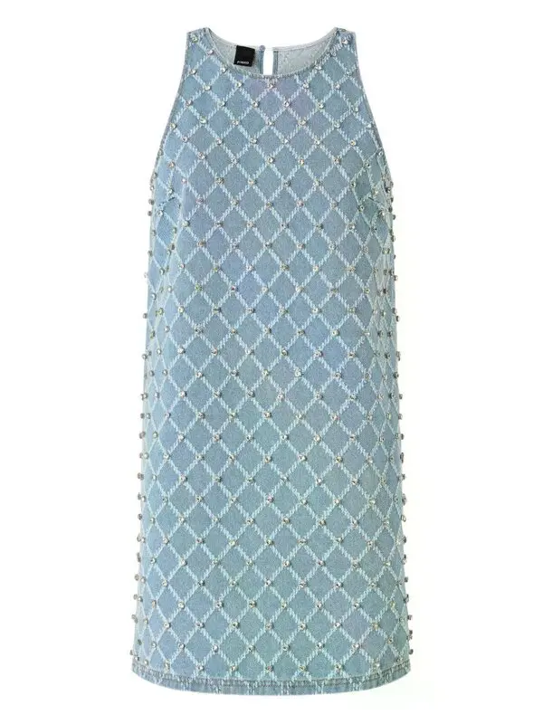Pinko Rhinestone-embellished Denim Mini Dress - Blue