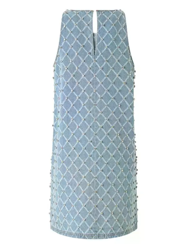 Pinko Denim Mini Dress With Diamond And Rhinestone Motif