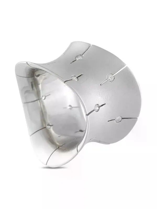 Roberto Coin 18k White Gold Diamond Convex Ring