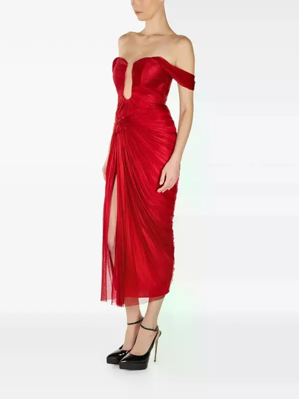 ARAFTU Arafatu Off-shoulder Ruched Midi Dress With Slit