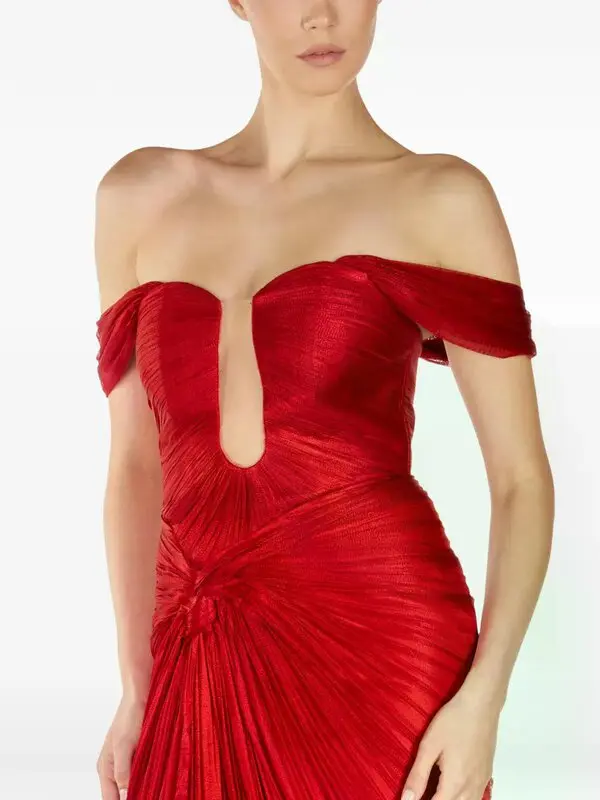 ARAFTU Arafatu Off-shoulder Ruched Midi Dress With Slit