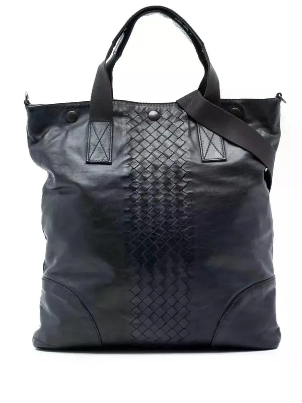 Bottega Veneta 2012-2025 Intrecciato Trimmed Nappa Convertible Tote Satchel - Black
