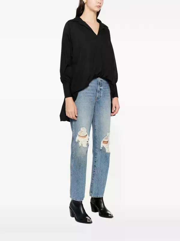 BLAKLACE Long-sleeved Top With Classic Collar