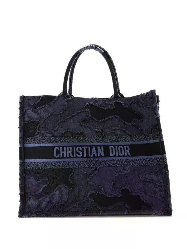 Dior Camouflage Embroidered Canvas Large Tote Bag