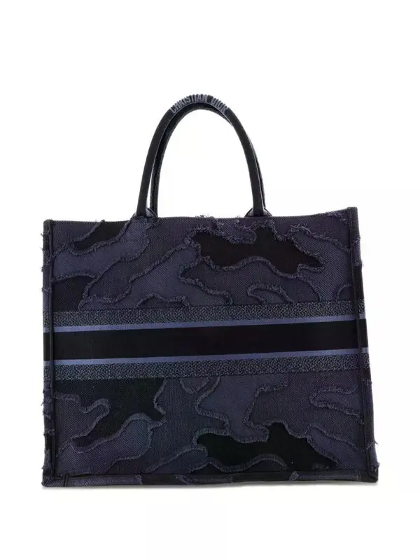 Dior Camouflage Embroidered Canvas Large Tote Bag