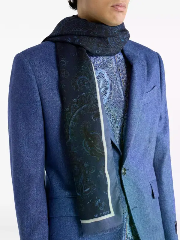 Etro Paisley-pattern Scarf - Blue