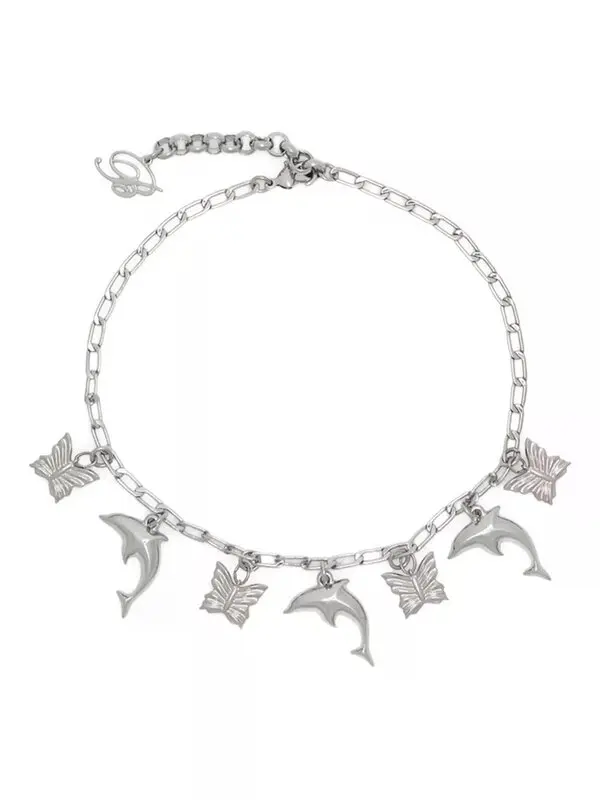 Blumarine Tone Charm Choker Necklace With Butterfly And Dolphin Motifs