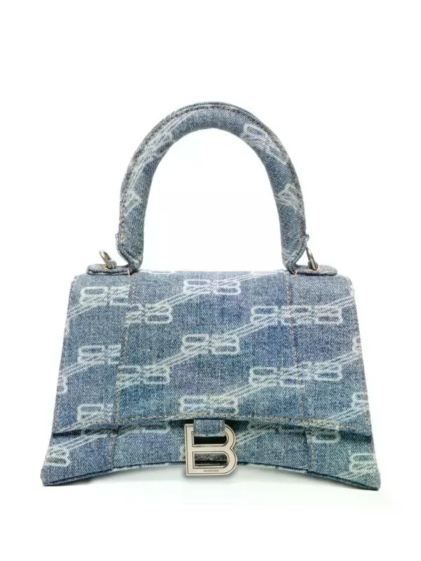 Balenciaga Monogram Denim Shoulder Bag - Blue