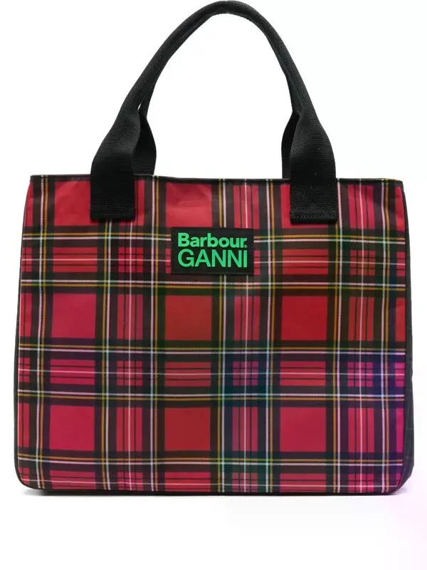 Barbour Tartan Logo Detail Tote Bag - Red