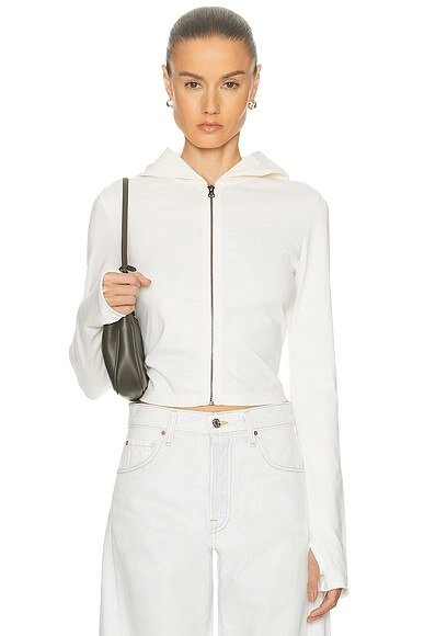 GRLFRND Cropped Zip Hoodie - Bone