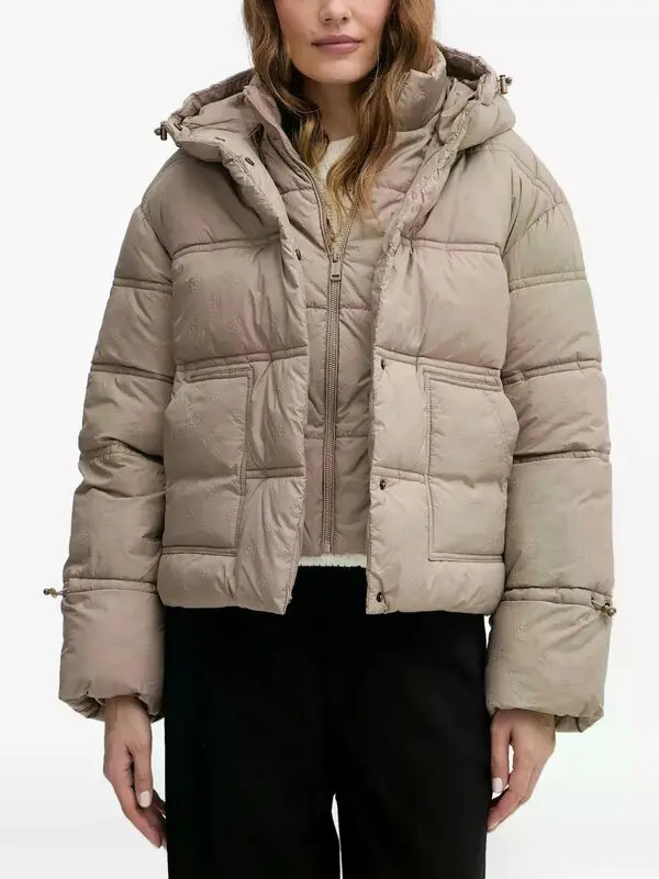 Guess Hooded Quilted Jacket - Neutrals
