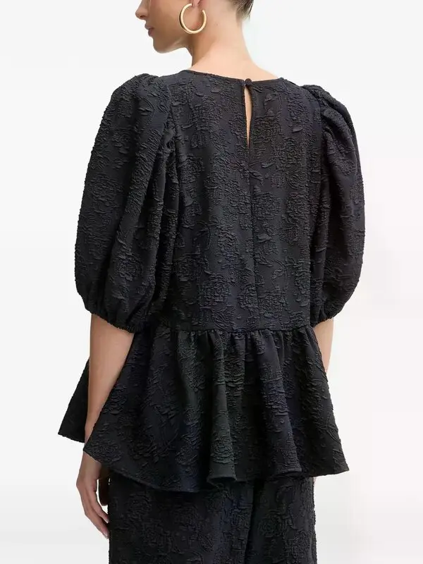 Stine Goya Puff Sleeve Floral Jacquard Top