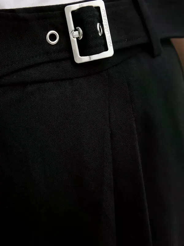 Karl Lagerfeld Belted Pleated Wide-leg Trousers