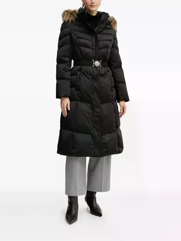 Guess Faux Fur Trimmed Hooded Padded Coat - Black