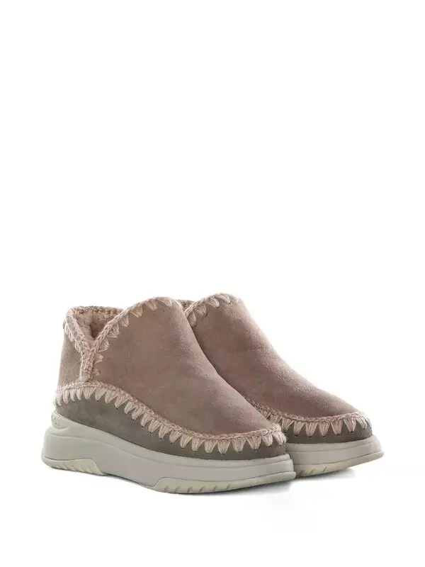 Mou Double-face Boots With Crochet Trim And Platform Sole