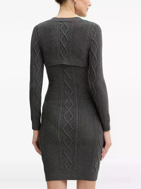 Guess Cable Knit Button Mini Dress - Grey