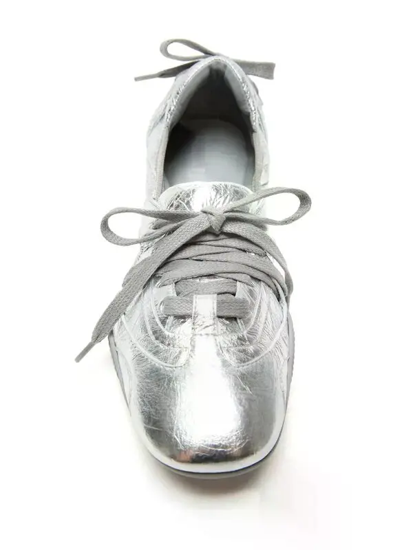 Acne Studios Lace-up Leather Ballet Flats - Silver
