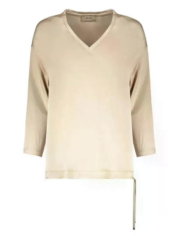 Herno Long-sleeve V-neck Top - Neutrals