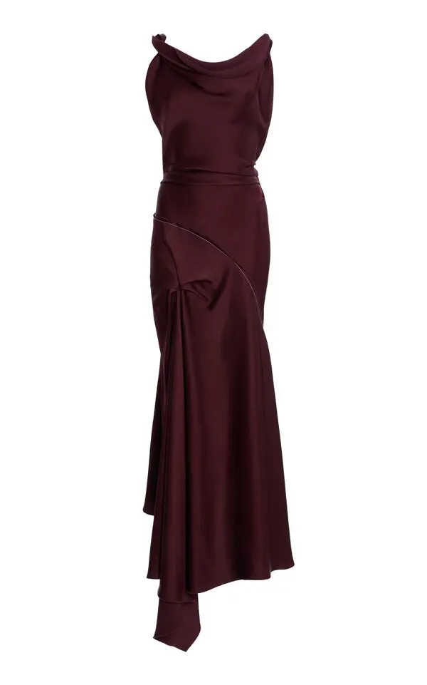 Victoria Beckham Asymmetric Draped Midi Dress - Red