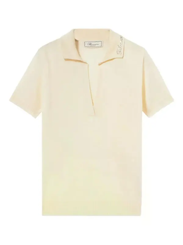 Blumarine Polo-collar Sweater With Rhinestone Embellishment