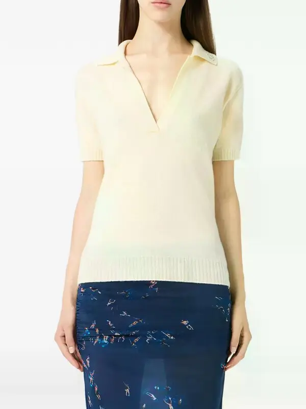 Blumarine Polo-collar Sweater With Rhinestone Embellishment