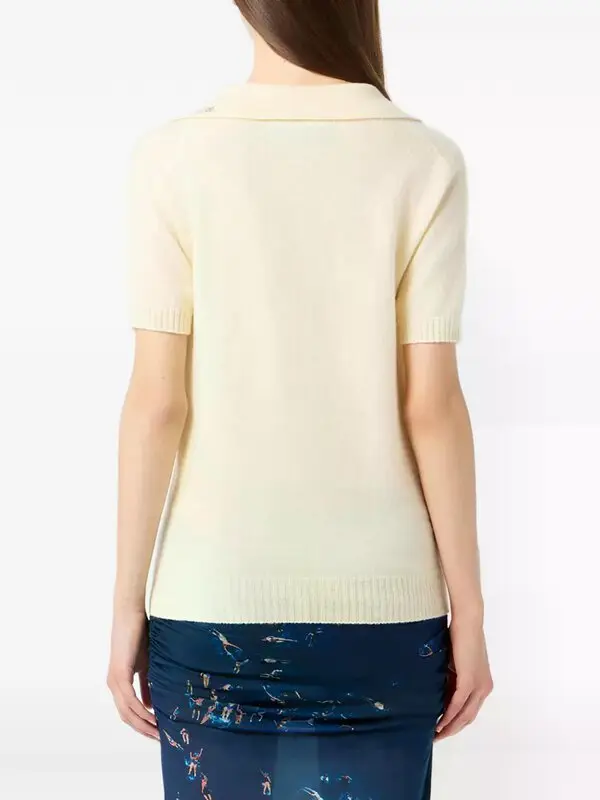 Blumarine Polo-collar Sweater With Rhinestone Embellishment