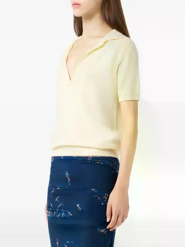 Blumarine Polo-collar Sweater With Rhinestone Embellishment