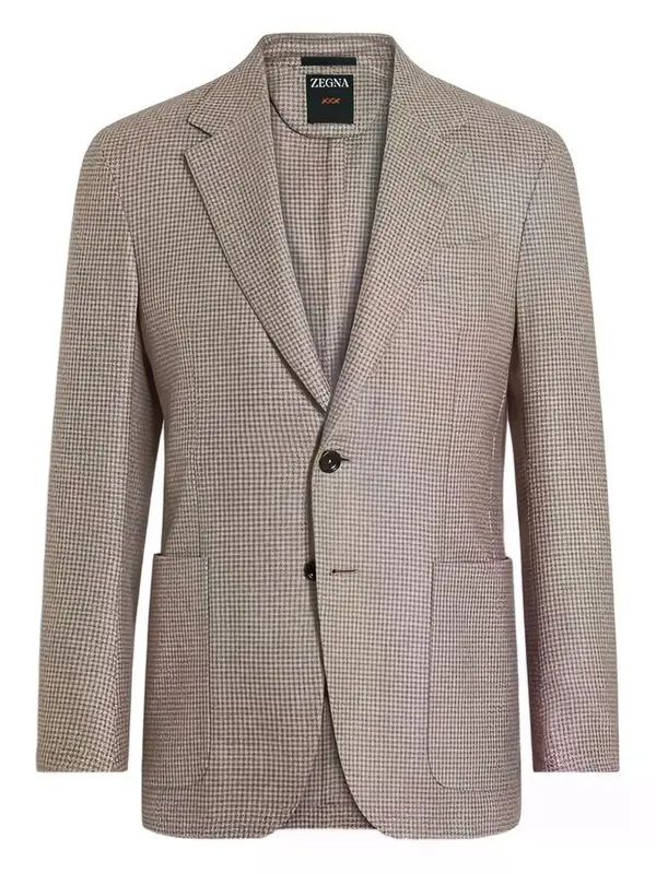 Zegna Houndstooth Pocketed Blazer - Neutrals