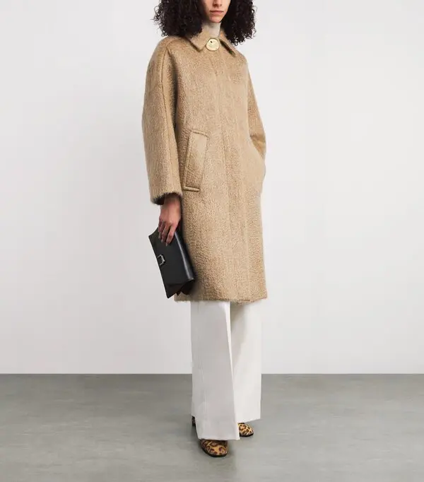 JOSEPH Wool-blend Water Weave Alder Coat - Pink