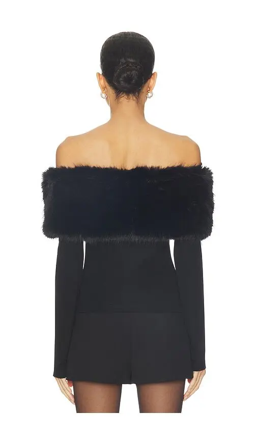 Lpa Off-shoulder Faux Fur Trim Top