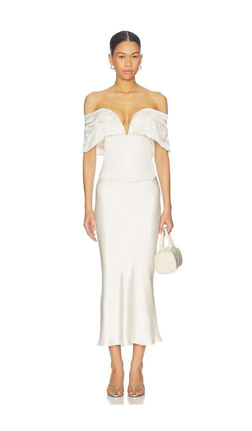 Lpa Ilaria Corset Top In Satin - Cream