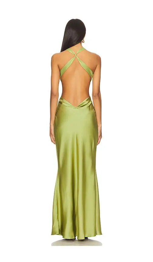 RUNAWAY THE LABEL Chara Low Cross Back Maxi Dress - Olive