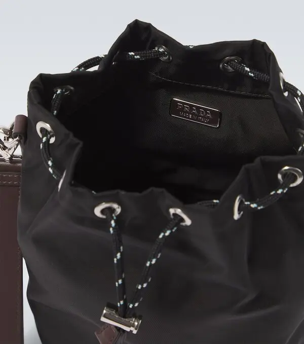 Prada Speedrock Re-nylon Leather-trimmed Pouch - Black