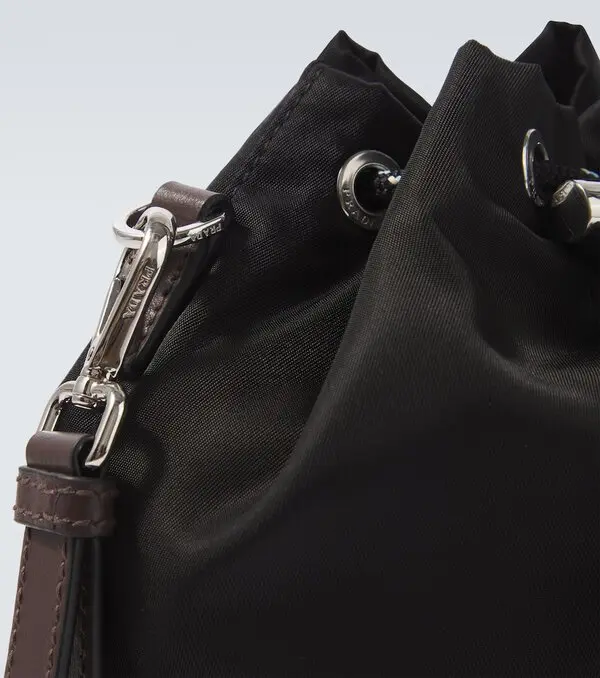 Prada Speedrock Re-nylon Leather-trimmed Pouch - Black
