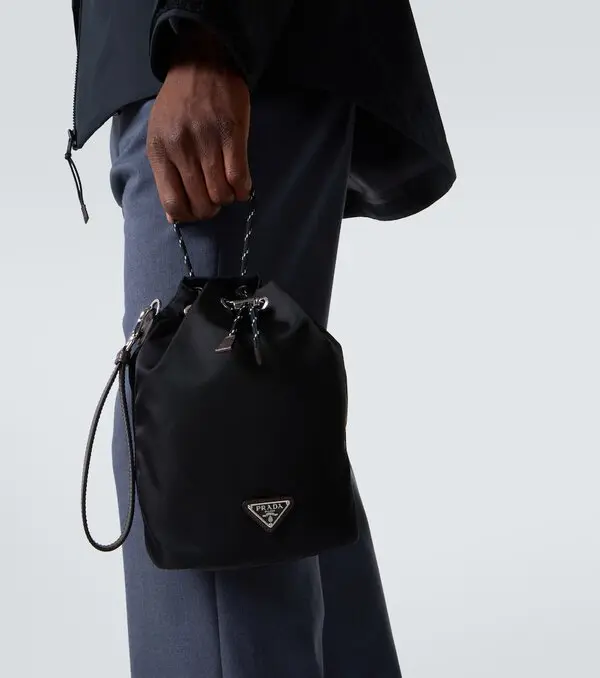 Prada Speedrock Re-nylon Leather-trimmed Pouch - Black