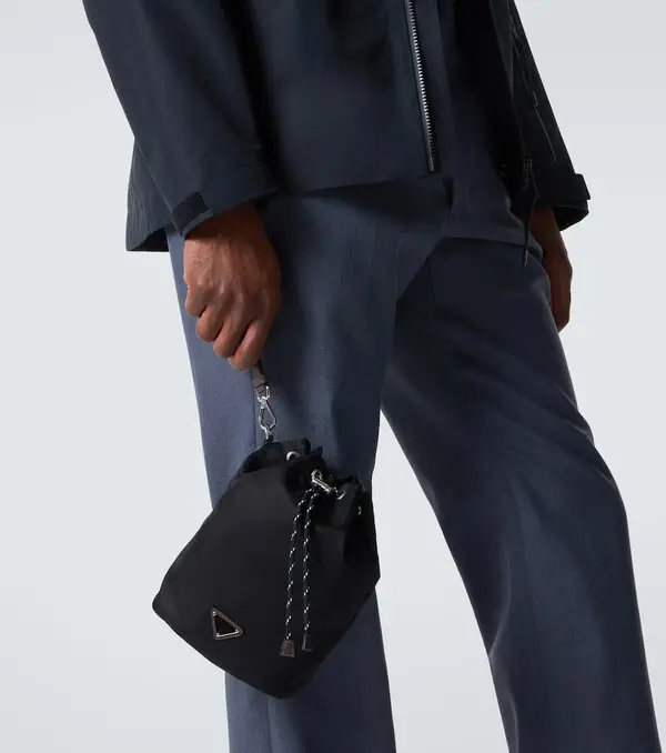 Prada Speedrock Re-nylon Leather-trimmed Pouch - Black