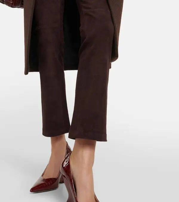 Stouls Jp Twenty Mid-rise Bootcut Suede Pants - Brown