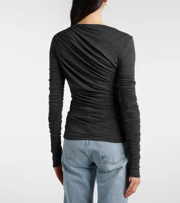 AGOLDE Tania Ruched Jersey Top - Grey