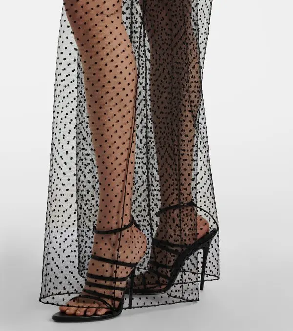 Alaïa Polka-dot Mesh Wide-leg Pants