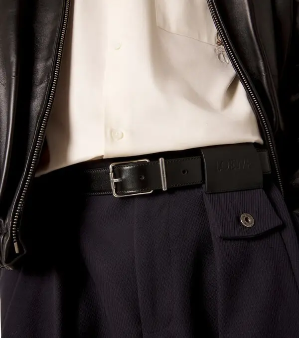 Loewe Leather Belt With Silver-tone Buckle