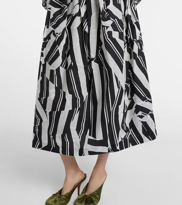 Dries Van Noten Printed Cotton Midi Skirt