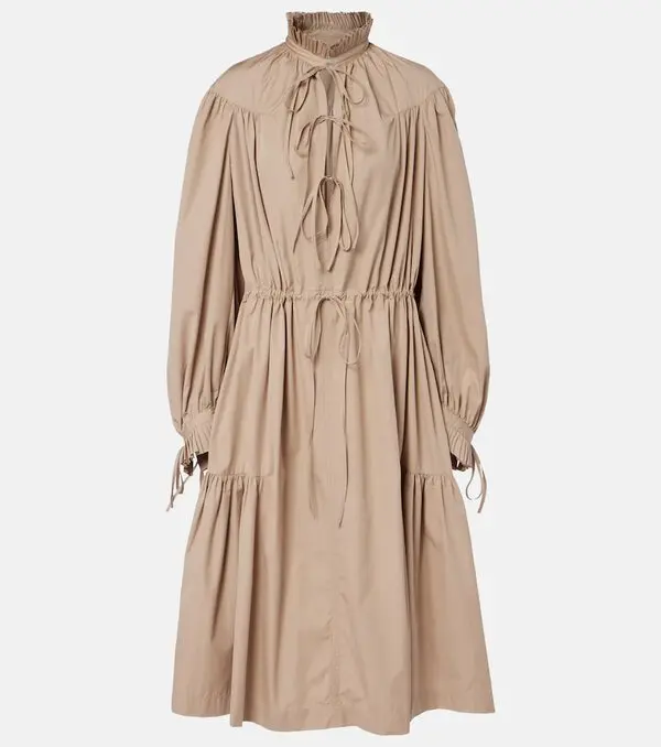 Dries Van Noten Ruffled Cotton Midi Dress - Beige