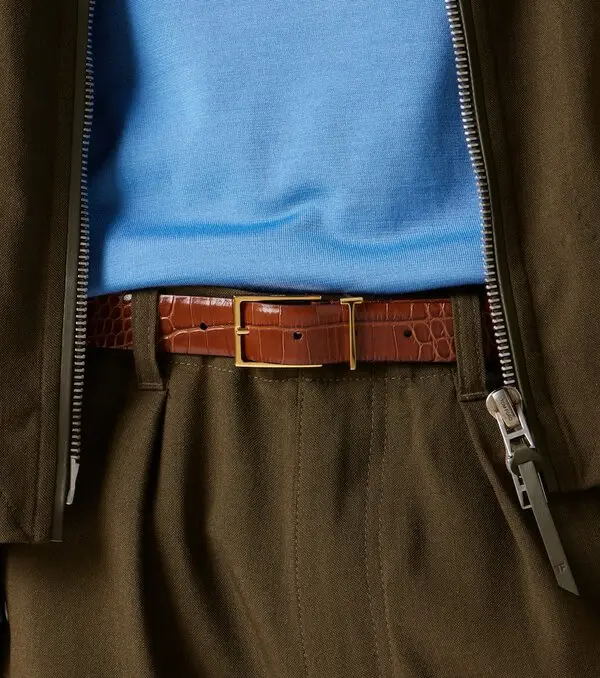 TOM FORD T Loop Croc-effect Leather Belt