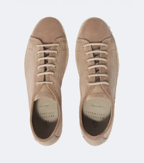 Brunello Cucinelli Suede Espadrille Lace-up Shoes