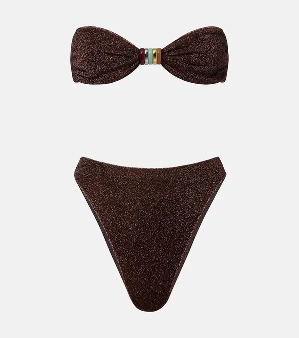 Oseree Lumiere Ring-detail Bikini - Brown