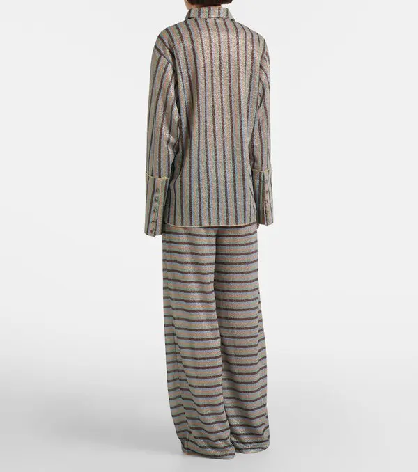 Oseree Lumiere Striped Wide-leg Trousers