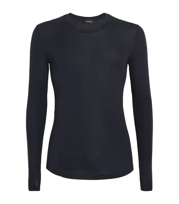Hanro Silk-cashmere Long-sleeve T-shirt - Black
