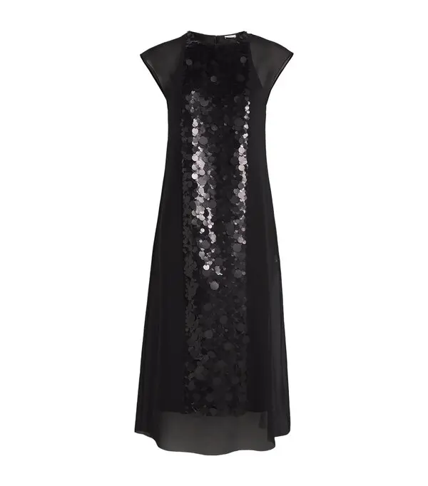 JOSEPH Chiffon Boulle 2-piece Midi Dress - Black